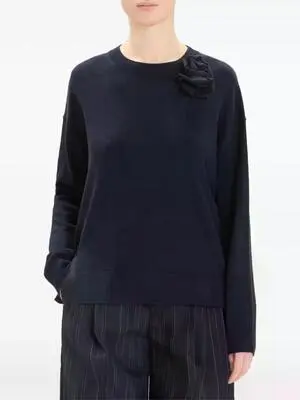High Quick-step Floral-appliqué Sweater