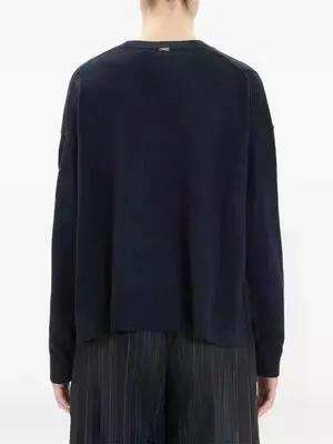 High Floral Appliqué Fine-knit Sweater
