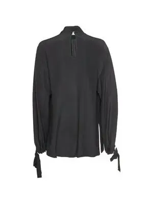 Prada Gathered Neck-tie Blouse