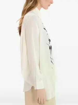High Thank You Bird-ramage Printed Asymmetric-hem Shirt