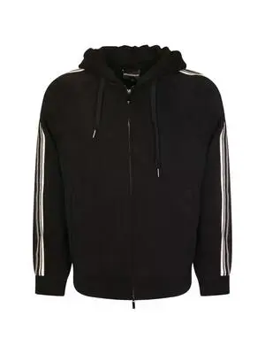 Emporio Armani Stripe-detail Zip-up Hoodie - Black