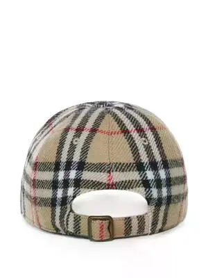 Burberry Check Wool Baseball Cap - Neutrals
