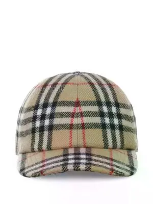 Burberry Check Wool Baseball Cap - Neutrals