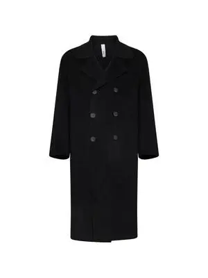 HEVO Wool Double-breasted Coat - Black