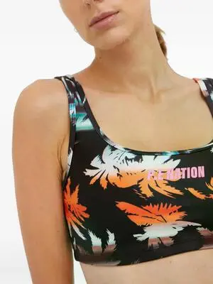 P.E Nation Oasis Palm-print Cutout-back Sports Bra