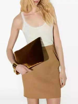 Elisabetta Franchi Velvet Clutch Bag With Crocodile Print