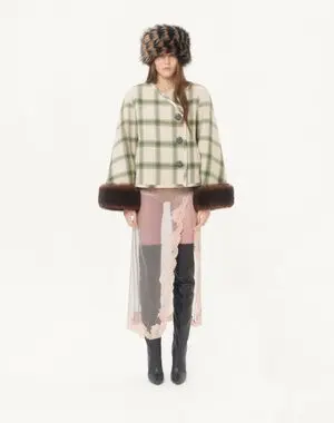 Valentino Garavani Long Sheer Tulle Skirt With Lace Hem - Grey/peach