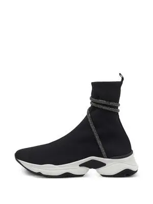 Rene Caovilla Knit Cleo Crystal-embellished High-top Sneakers - Black