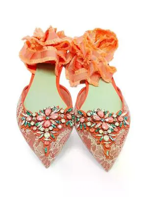 Rene Caovilla Lace Crystal-embellished Sandals