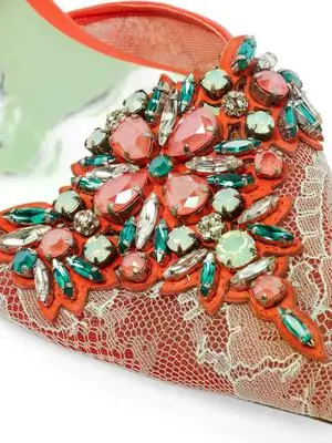 Rene Caovilla Lace Crystal-embellished Sandals