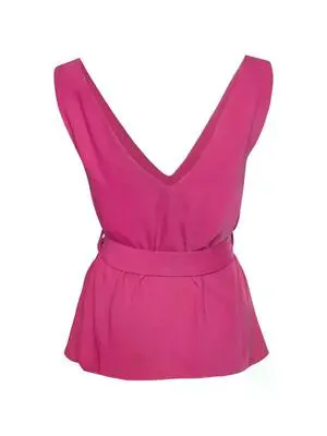 P.a.r.o.s.h Belted V-neck Sleeveless Blouse