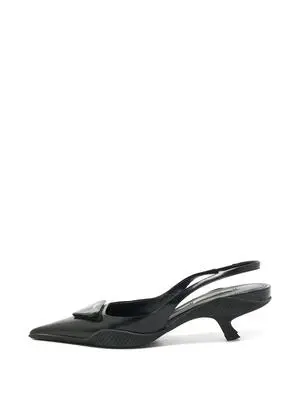 Prada Leather Triangle Logo Slingback Pumps