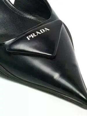 Prada Leather Triangle Logo Slingback Pumps