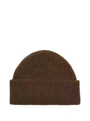 AMI Paris Alpaca Beanie Hat - Brown