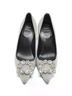 ROGER VIVIER Efflorescence Glitter Pumps With Crystal Embellished Buckle