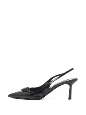 Prada Pointed Toe Logo Slingback Pumps