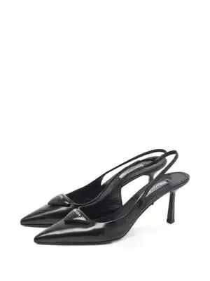 Prada Pointed Toe Logo Slingback Pumps