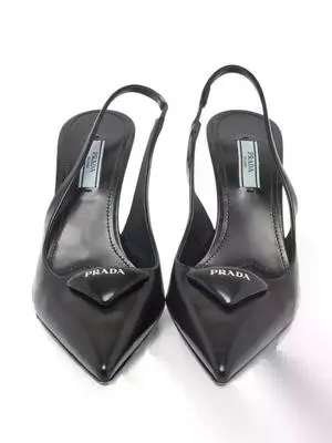 Prada Pointed Toe Logo Slingback Pumps