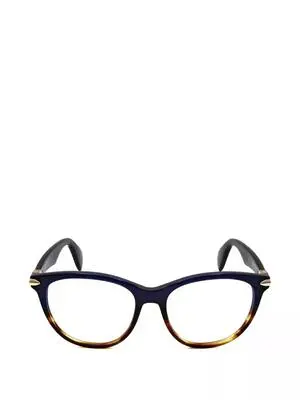 Rag & Bone Tortoise-effect Round-frame Glasses - Blue
