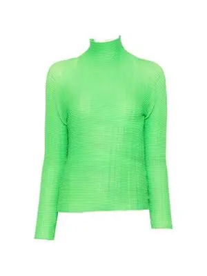 Issey Miyake Pleated High-neck Blouse