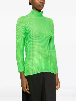 Issey Miyake Pleated High-neck Blouse