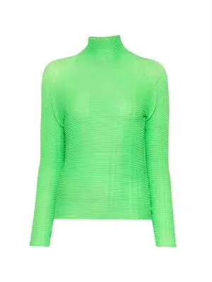 Issey Miyake High-neck Pleated Blouse - Green