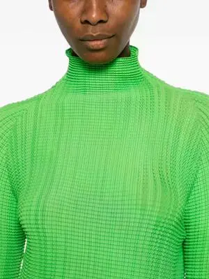 Issey Miyake High-neck Pleated Blouse