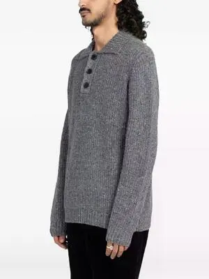 MINIMUM Ribbed-knit Sweater With Button Detailing