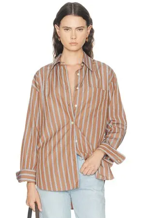 Citizens Of Humanity Striped Cotton Shirt - Copper Stripe