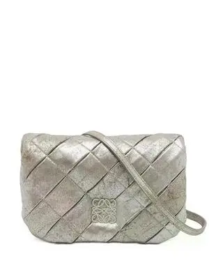 Loewe 2023 Puffer Goya Quilted Shoulder Bag - Silver