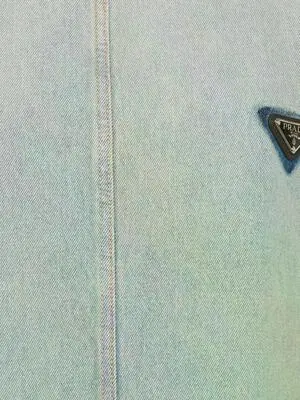 Prada Triangle Logo Washed Denim Shirt Dress