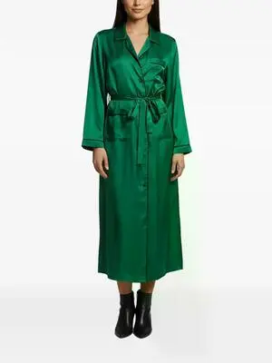 Prada Belted Silk Satin Shirt Midi Dress