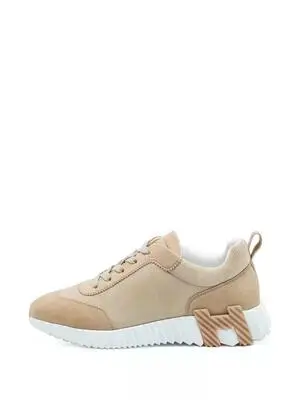 Hermès Beige Corduroy And Suede Paneled Sneakers