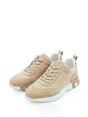 Hermès Beige Corduroy And Suede Paneled Sneakers
