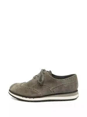 Prada Suede Brogue Perforated Low-top Sneakers