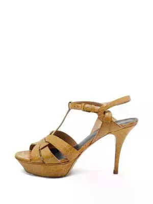 Saint Laurent Tribute Crocodile-embossed Leather Sandals