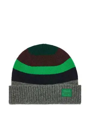 Paul Smith Wool Beanie With Signature Stripe - Grey