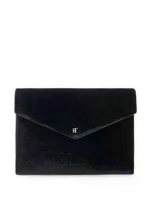 Elisabetta Franchi Over-the-shoulder Bag Made From Velvet With A Crocodile Print Texture - Black