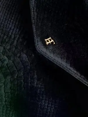 Elisabetta Franchi Velvet Bag With Crocodile Print Texture - Black