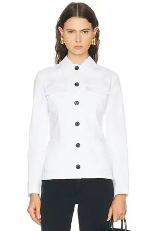 Brandon Maxwell Gage Fitted Button-up Jacket - White
