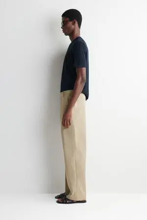 Cos Cotton Relaxed-fit Wide-leg Pants - Beige