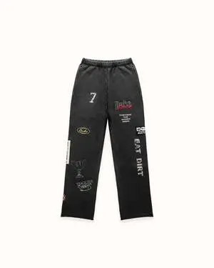 DUKE + DEXTER Dr4 Embroidered Washed Sweat Pant - Black