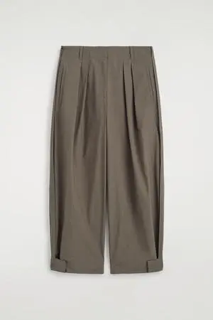 Cos Pleated Cotton Tapered Utility Pants - Brown