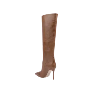 L'AGENCE Lafayette Knee-high Stiletto Boots - Dark Tan Lizard