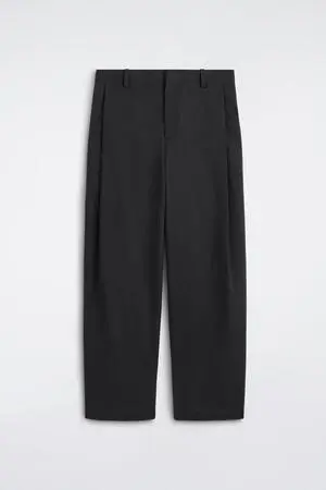 Cos Pleated Cotton Relaxed-fit Wide-leg Pants - Black
