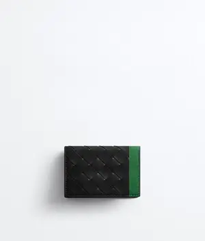 Bottega Veneta Intrecciato Business Card Case - Black/shamrock