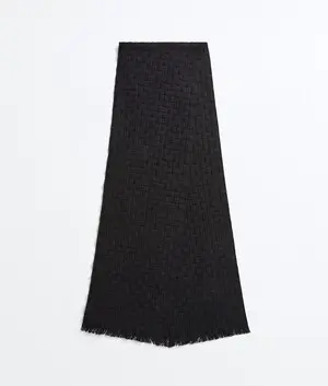 Bottega Veneta Cashmere Intrecciato Scarf - Double Black