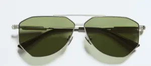 Bottega Veneta Classic Aviator Sunglasses - Silver/green