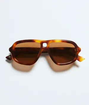 Bottega Veneta Sophia Ribbon Aviator Sunglasses - Havana/brown