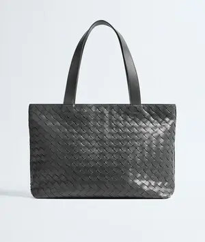 Bottega Veneta Small Intrecciato Zipped Tote - Obsidian Gray